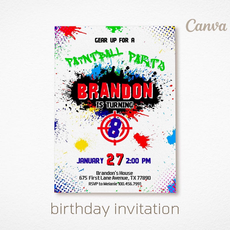 Paintball Invitation - Etsy