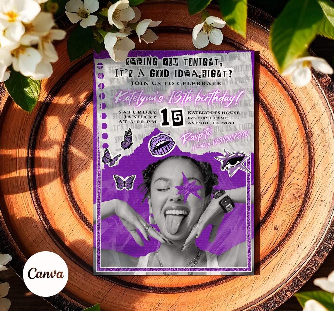 Rodrigo Birthday Invitation, GUTS Themed Digital Party Invite, Olivia ...