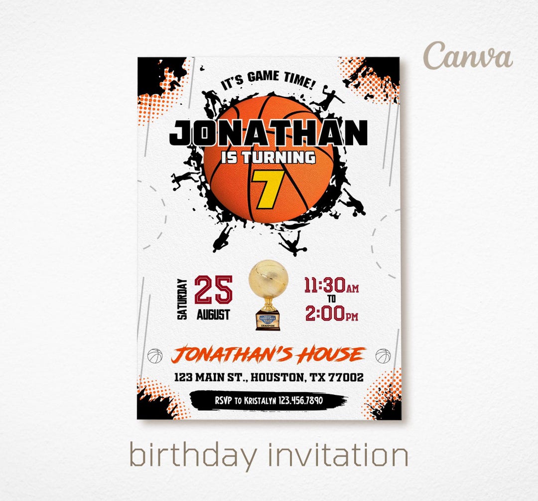 Sport Game Printable Birthday Invitation, Editable Invitation, NBA ...