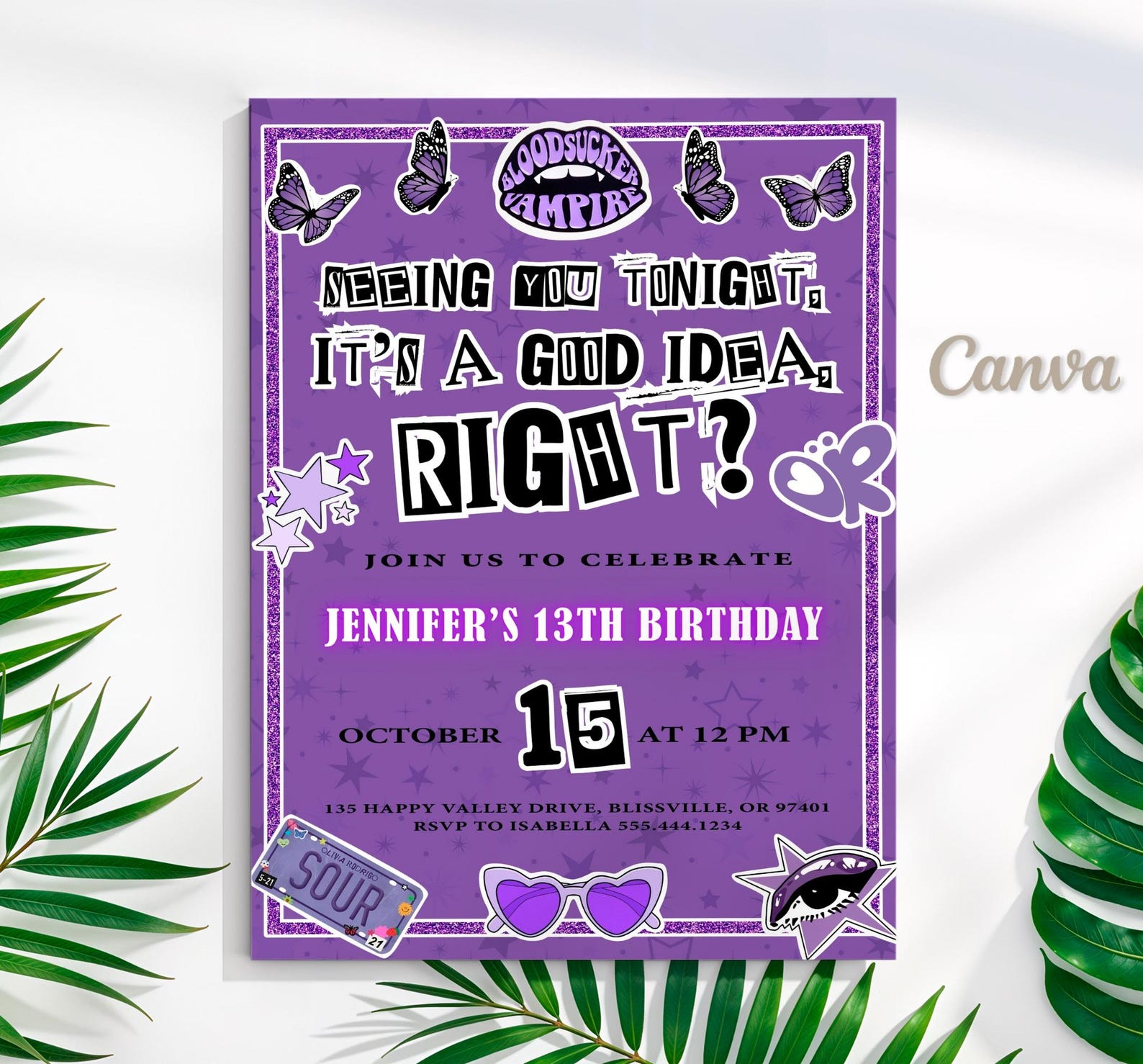 Rodrigo Birthday Invitation, GUTS Themed Digital Party Invite, Olivia ...