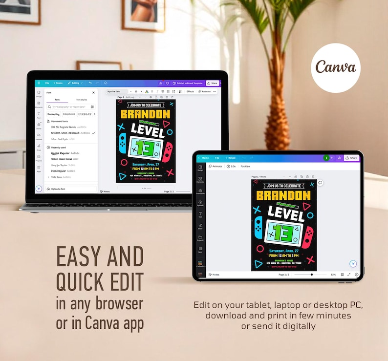 Editable Switch Invite, Printable Gamer Birthday Invitation, Video Game ...