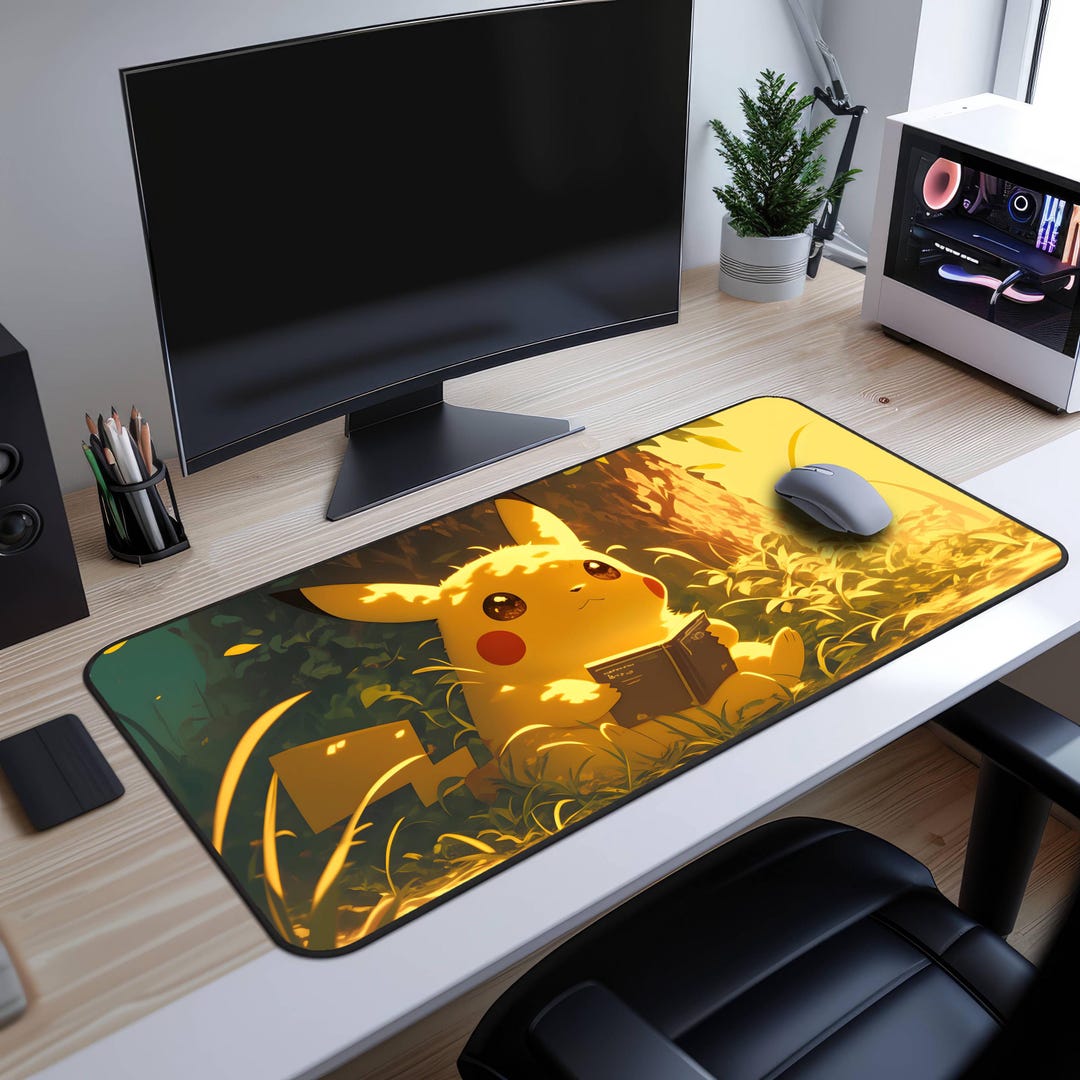 Pokemon/pikachu Reading Book Mousepad, Pikachu Desk Mat, Gaming Pad ...