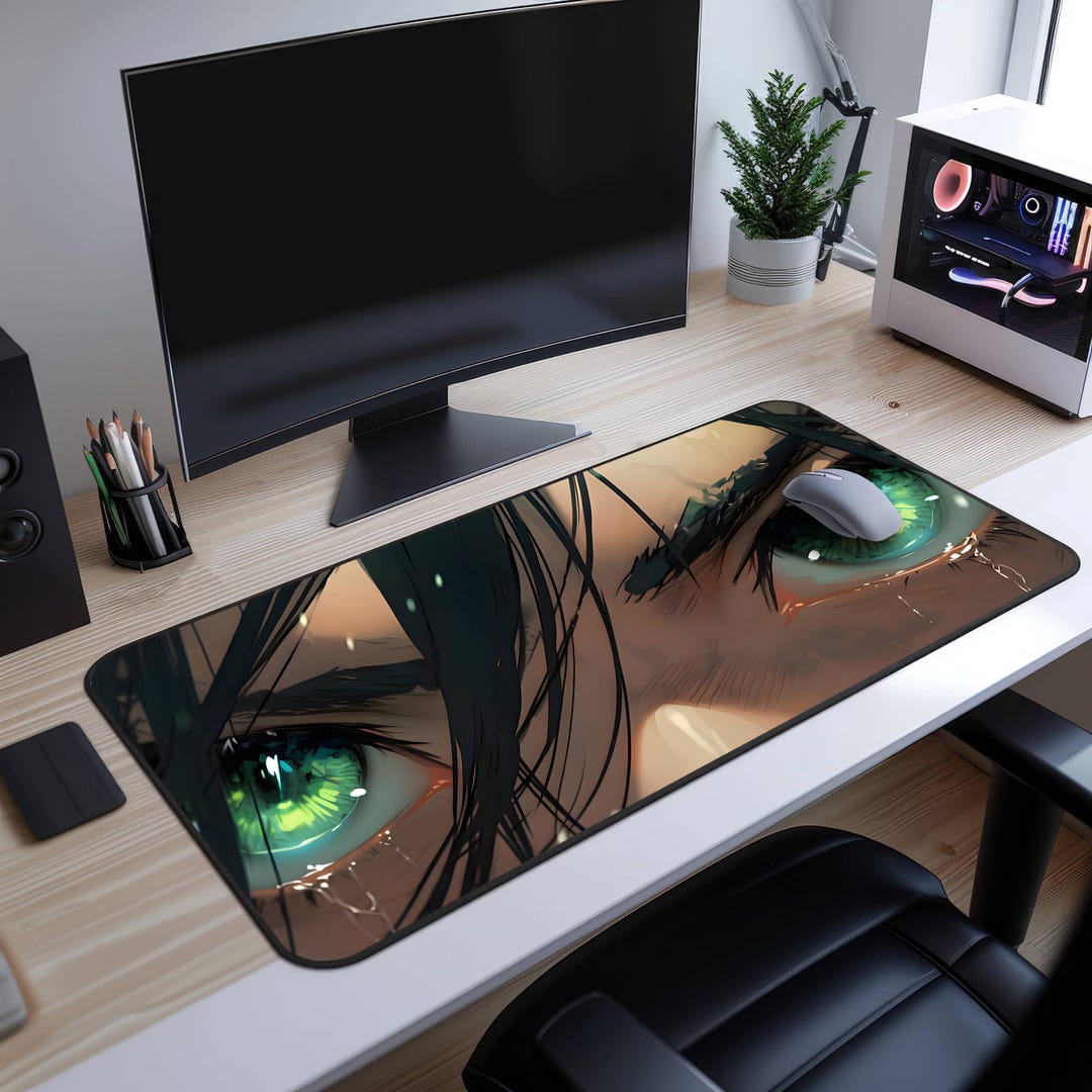 Anime Eren Yeager Eyes, Eren Crying Mousepad, Attack on Titan Desk Mat ...