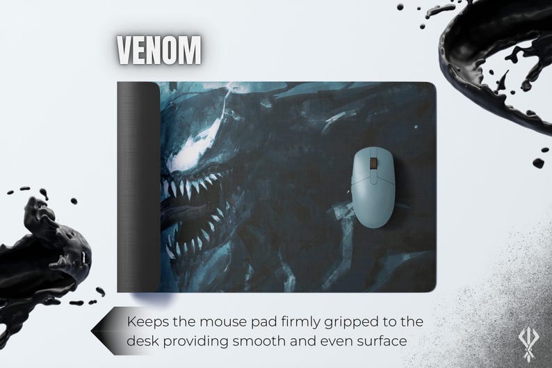 Intense Venom-inspired Desk Mat for Gamers, Textured Surface, Gaming ...