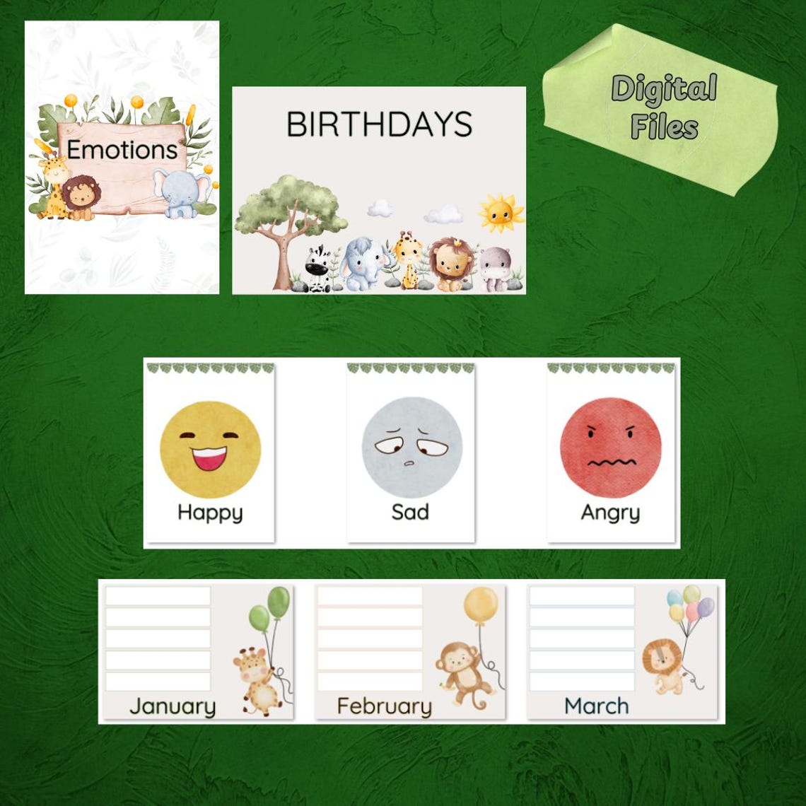 Safari Jungle Classroom Decor Bundle | Days of the Week, Months, Number ...