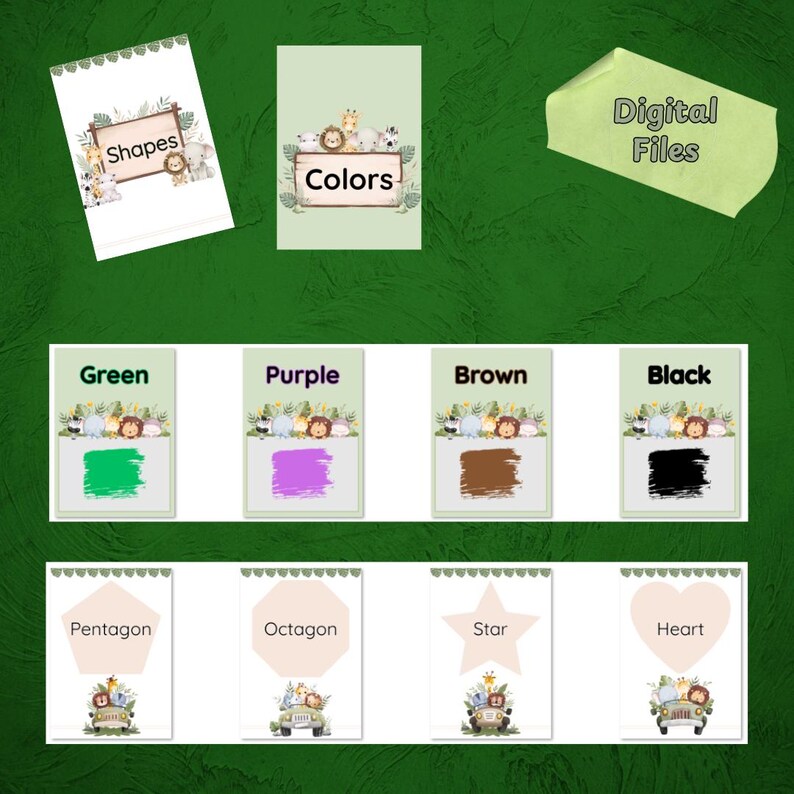 Safari Jungle Classroom Decor Set: Alphabet, Numbers, Shapes (digital ...