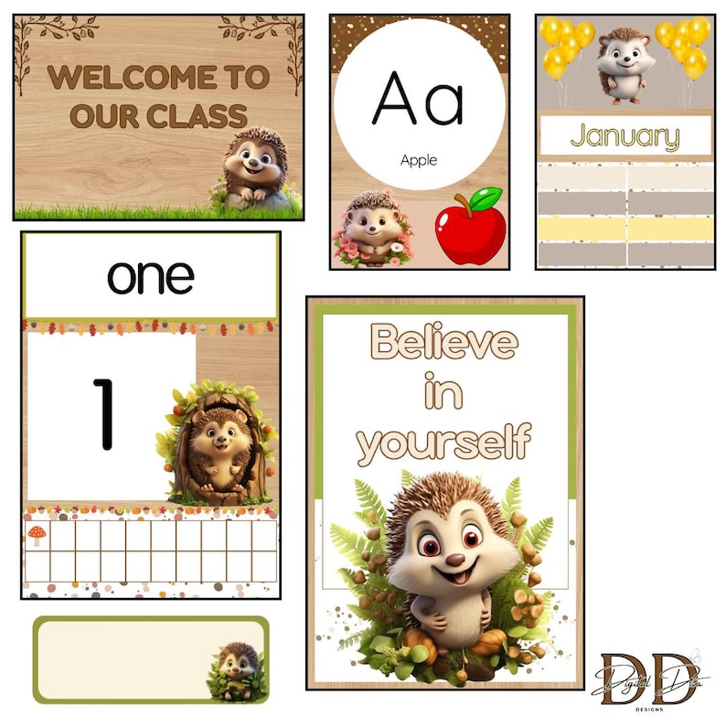 Hedgehog Classroom Decor Bundle 2026 | Printable Woodland Hedgehog ...