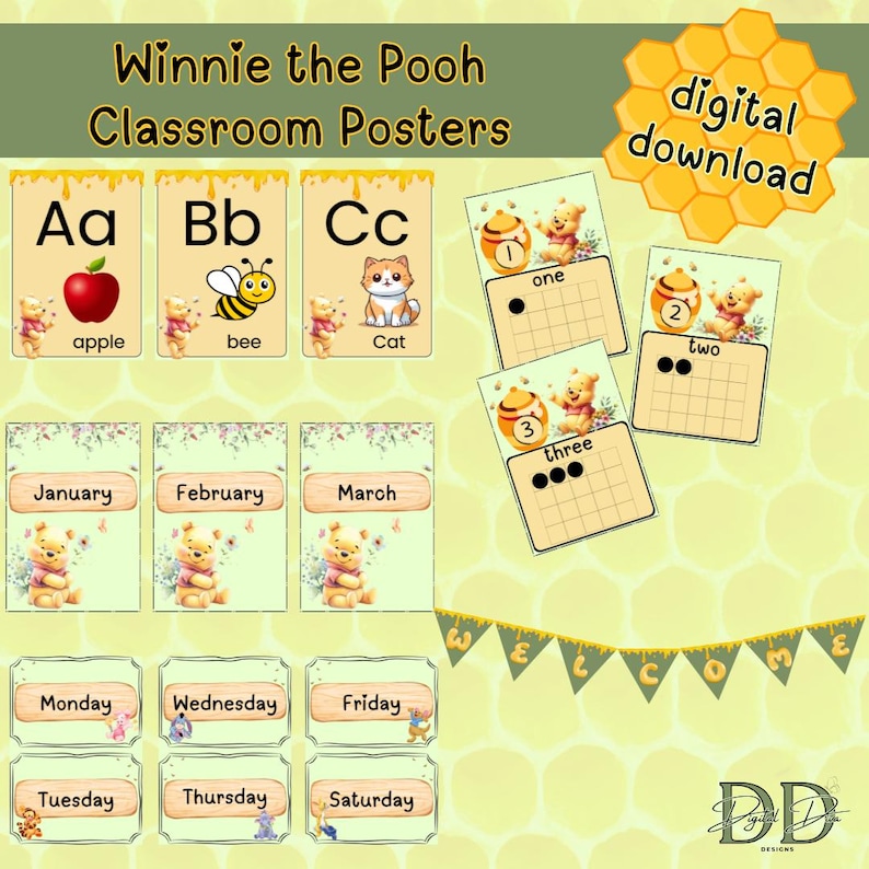 Winnie the Pooh Classroom Printable Posters - Etsy