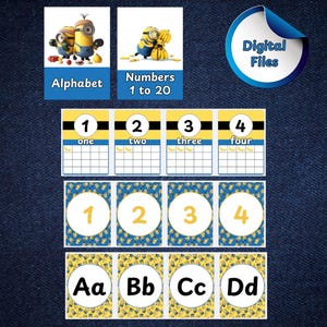 Minion-themed Classroom Posters | Alphabet, Numbers, Phonics, Shapes ...
