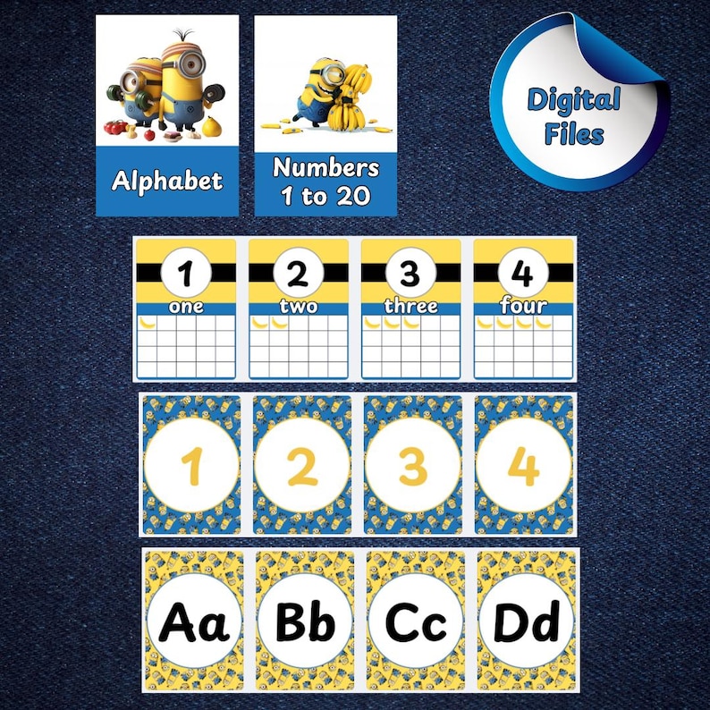 Minion-themed Classroom Posters | Alphabet, Numbers, Phonics, Shapes ...