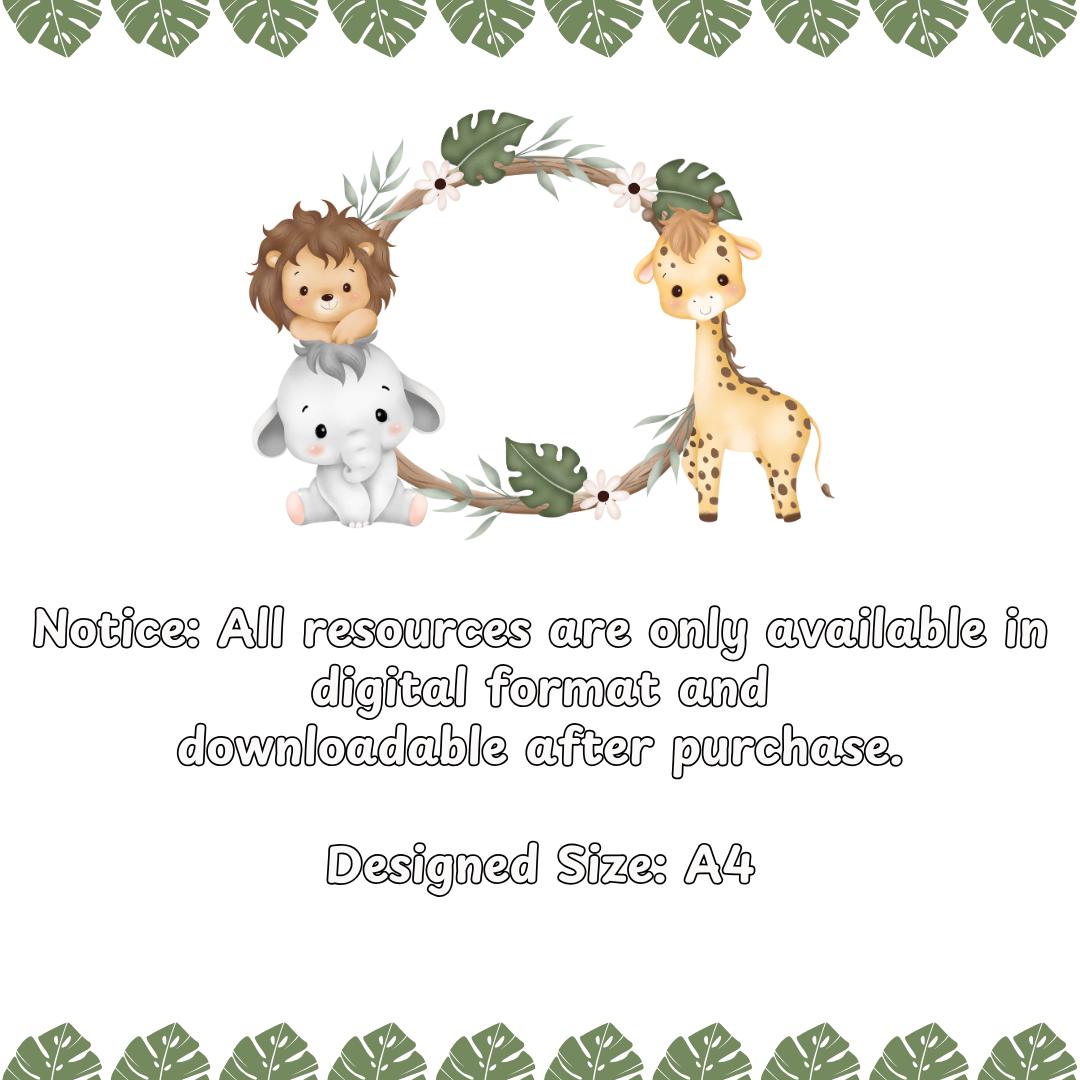 Safari Jungle Classroom Decor Set: Alphabet, Numbers, Shapes (digital ...