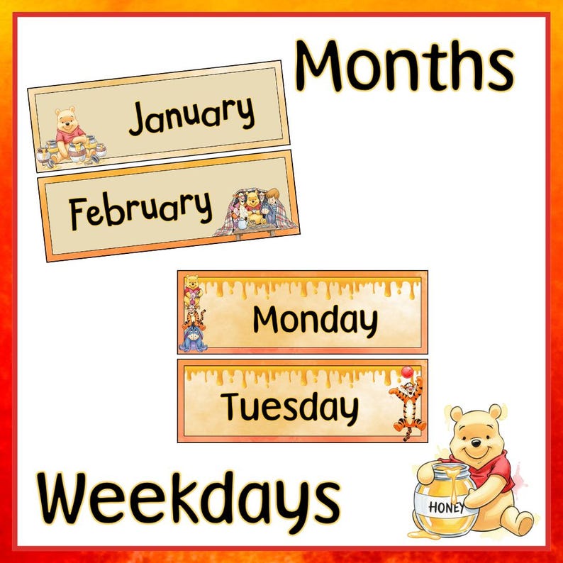 Winnie the Pooh Classroom Decor Bundle: ABC, Numbers, Shapes (digital ...