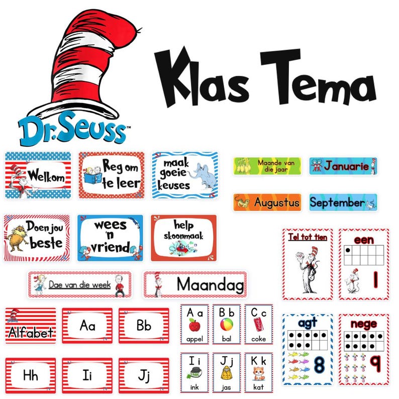 Dr. Seuss-inspired Classroom Decor Bundle | Alphabet, Numbers, Days ...