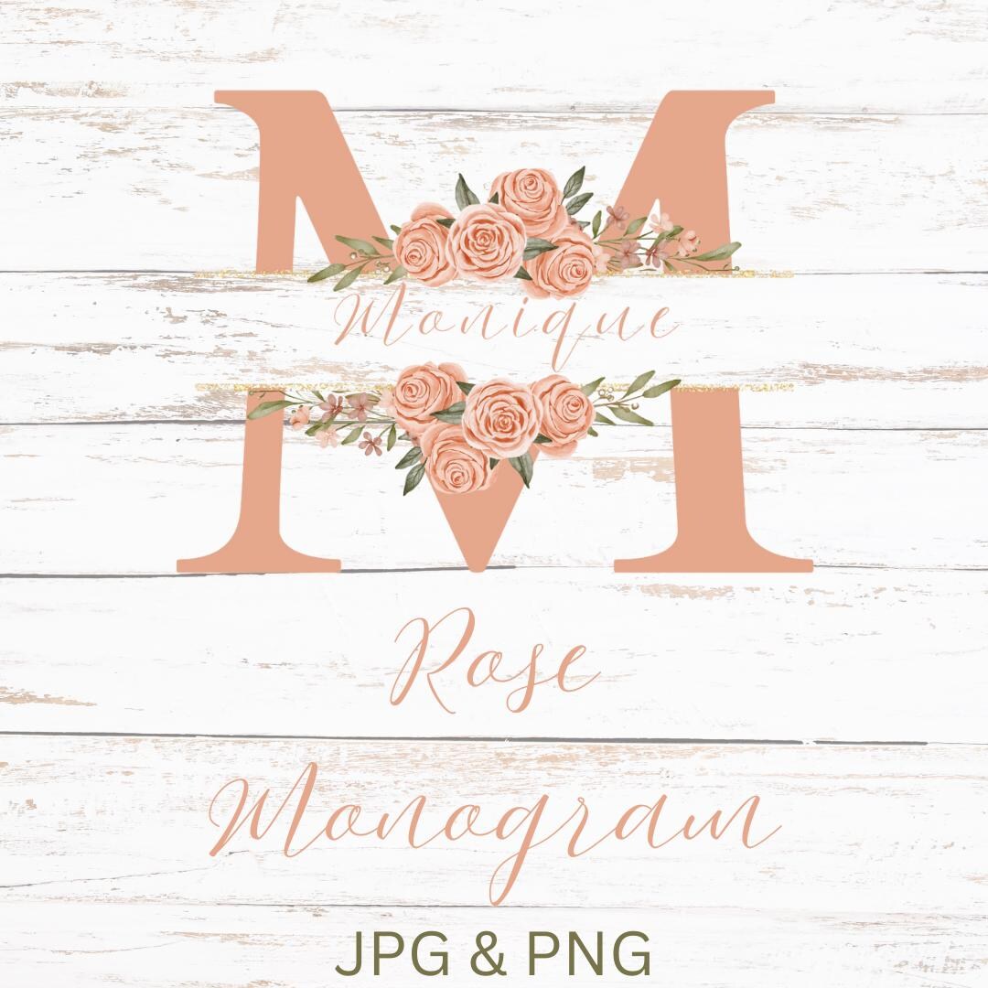 Rose Split Monogram, Alphabet Bundle. Rose Letter Graphic - Etsy
