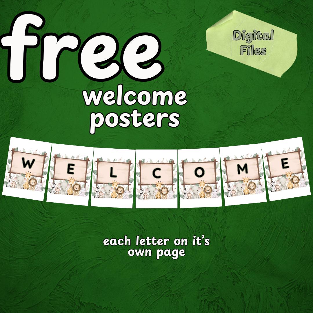 Safari Jungle Classroom Decor Set: Alphabet, Numbers, Shapes (digital ...