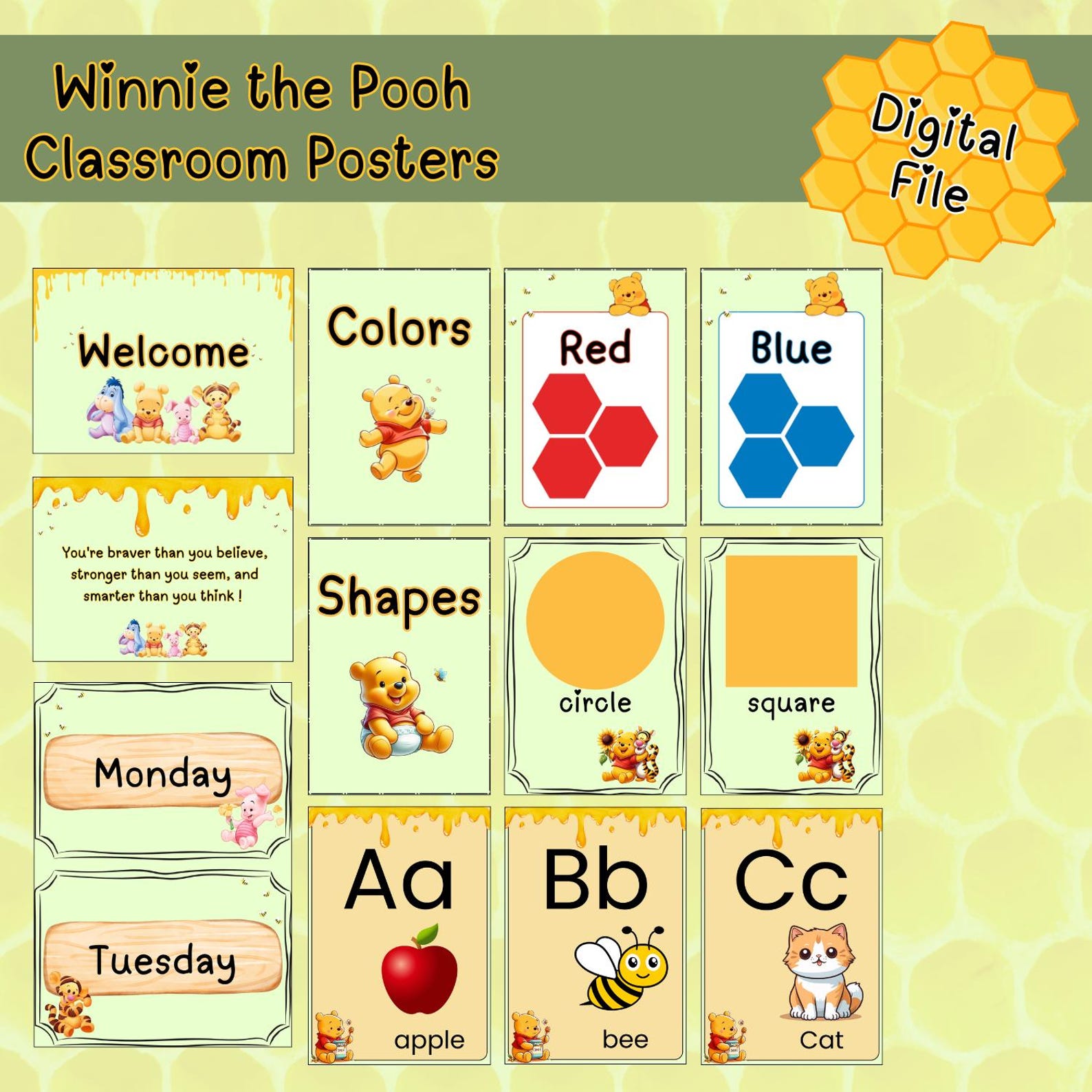 Winnie the Pooh Classroom Printable Posters - Etsy