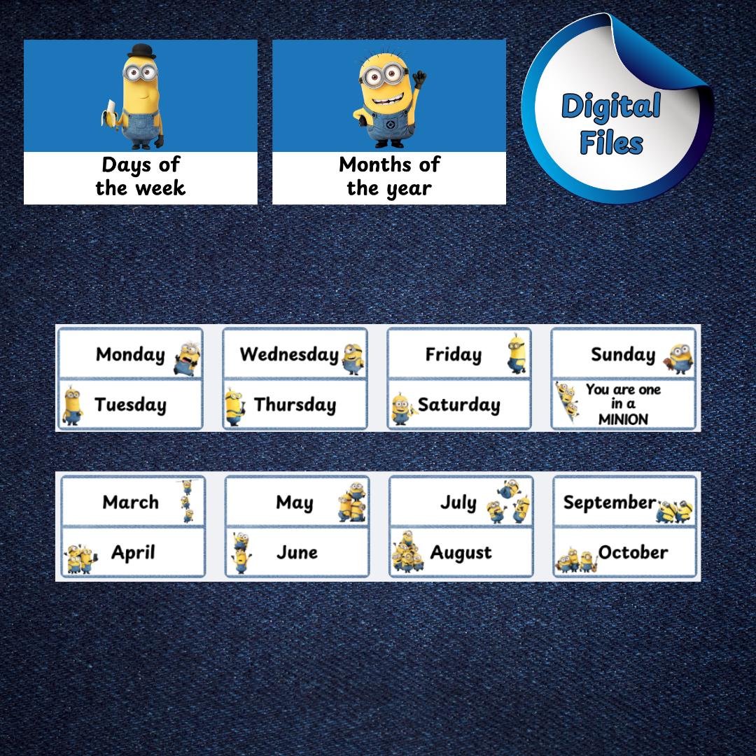 Minion-themed Classroom Posters | Alphabet, Numbers, Phonics, Shapes ...