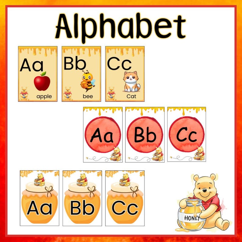 Winnie the Pooh Classroom Decor Bundle: ABC, Numbers, Shapes (digital ...