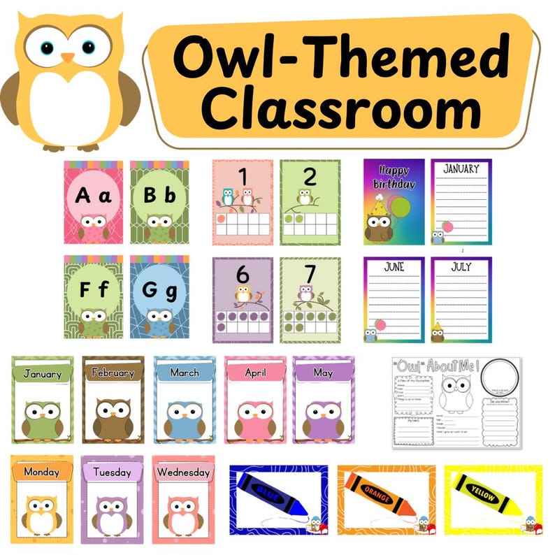 Owl-themed Classroom Decor | Alphabet, Numbers, Months, Days & More ...