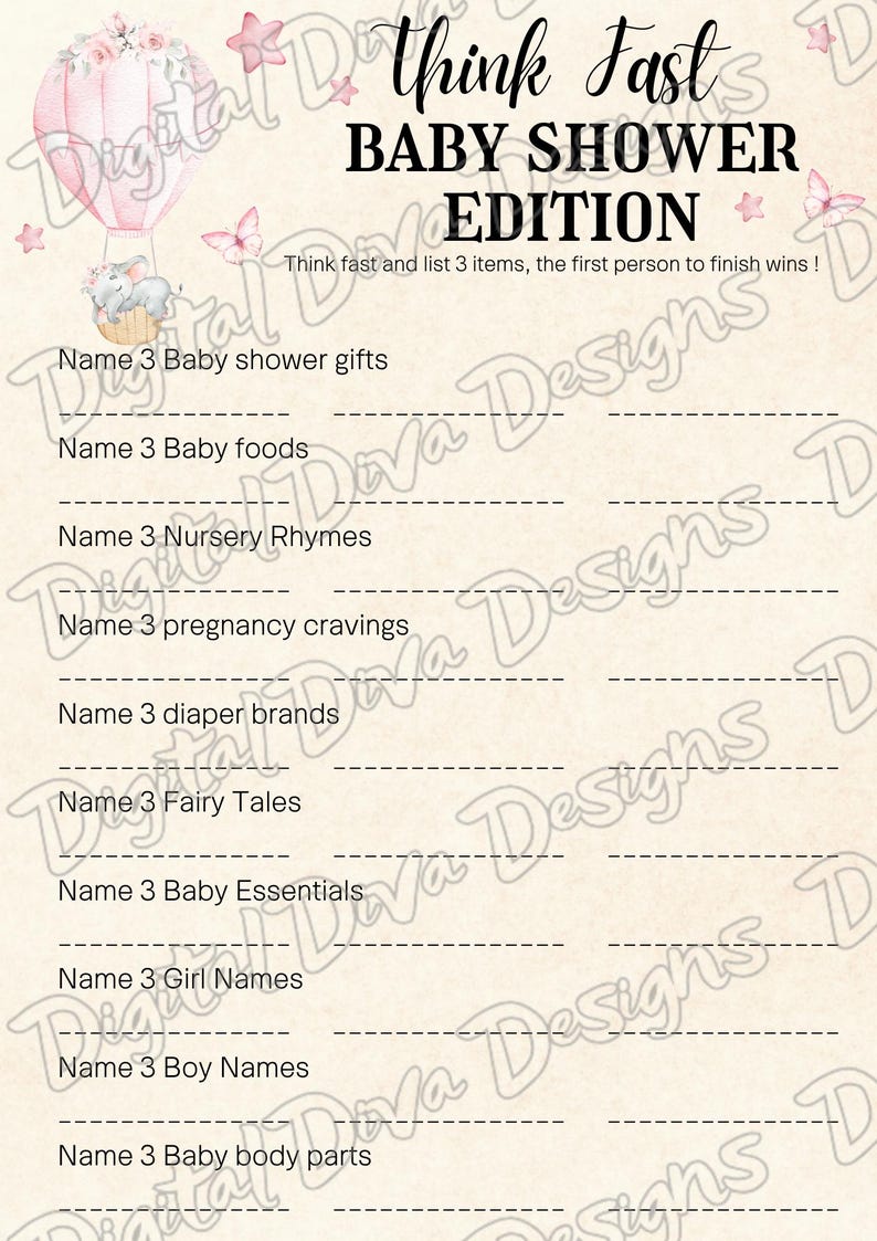 Digital Baby Shower Game Bundle | Girl - Etsy