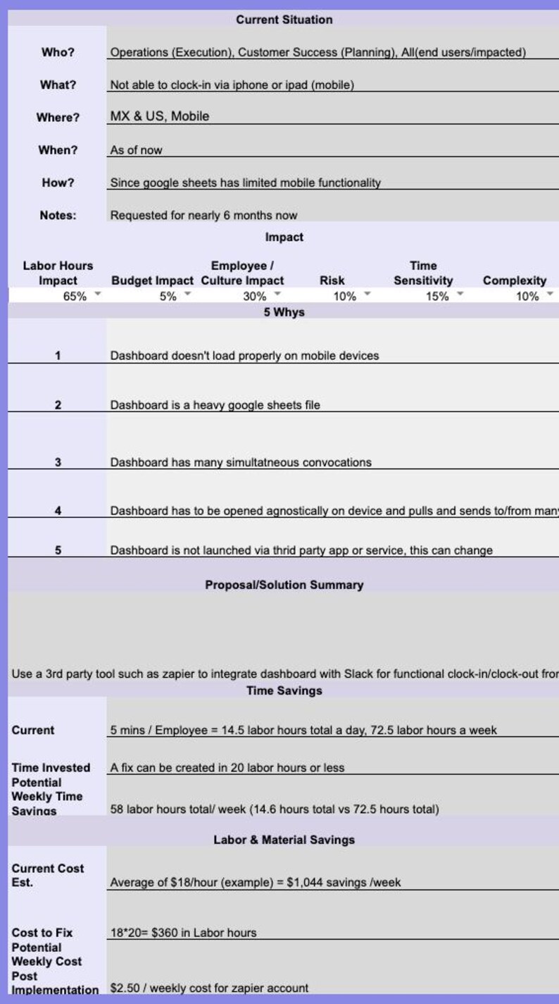 A3 Process Improvement Planner | Printable Lean Six Sigma Template for ...