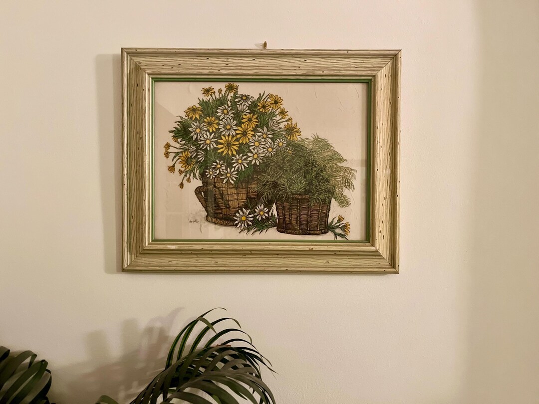 Vintage IDA PELLEI Framed Art Print Yellow Daisies and Marguerite 16” X ...