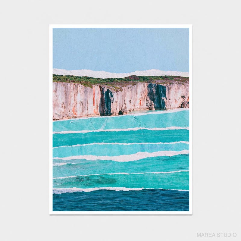 Torn Paper Collage Ocean - Etsy