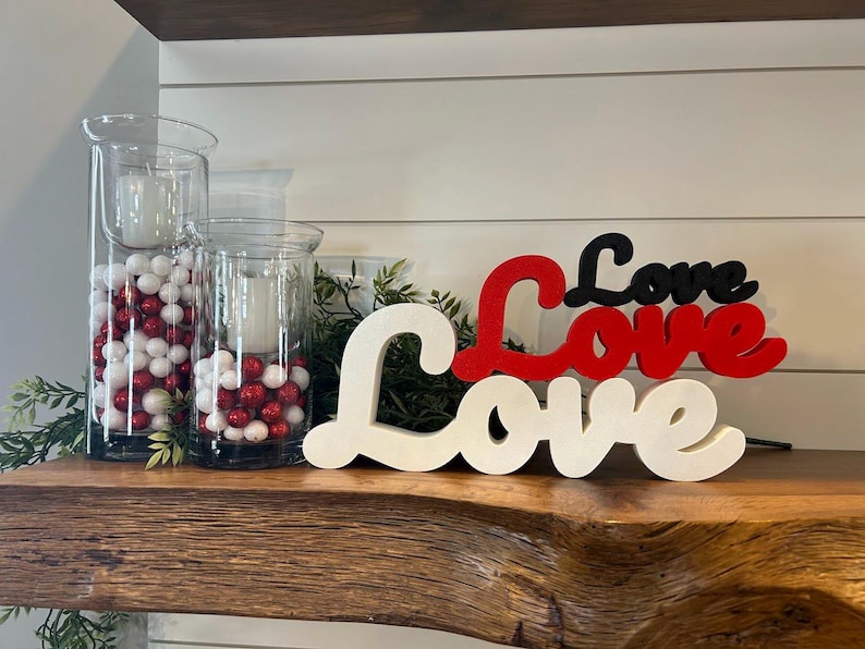 Love Sign, 3D Printed Sign, Love Sculpture, Valentine’s Decoration ...