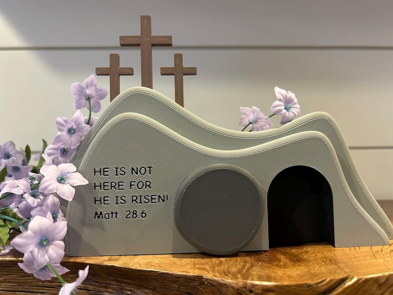 Empty Tomb Sculpture With Three Crosses – 3D Printed Easter Decoration ...
