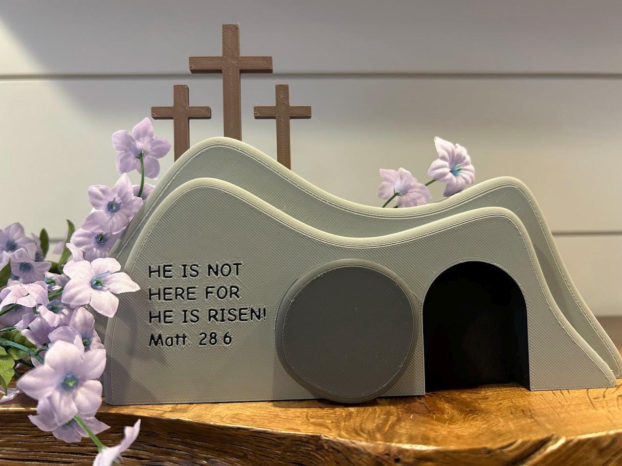 Empty Tomb Sculpture With Three Crosses – 3D Printed Easter Decoration ...