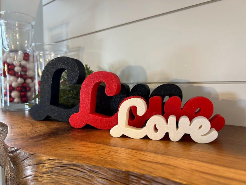 Love Sign, 3D Printed Sign, Love Sculpture, Valentine’s Decoration ...