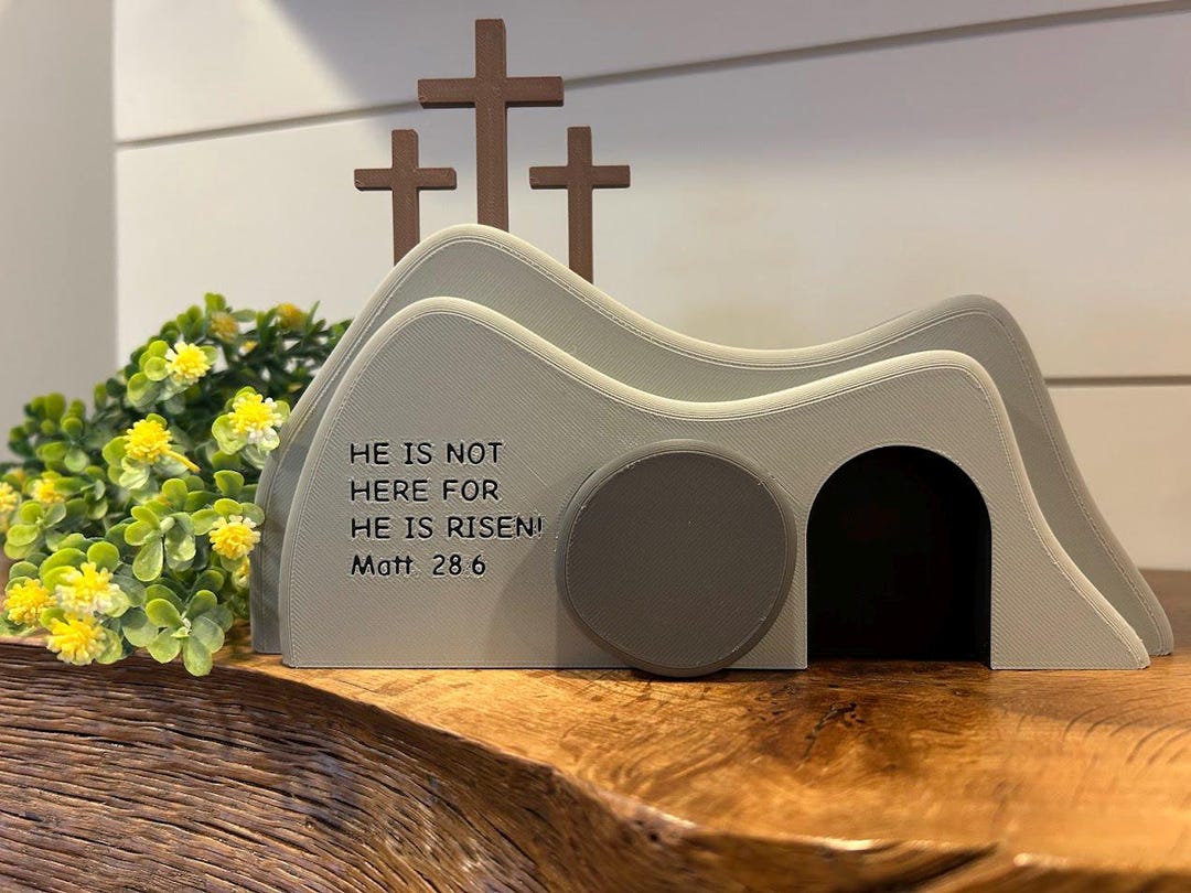 Empty Tomb Sculpture With Three Crosses – 3D Printed Easter Decoration ...