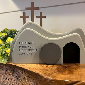 Empty Tomb Sculpture With Three Crosses – 3D Printed Easter Decoration ...