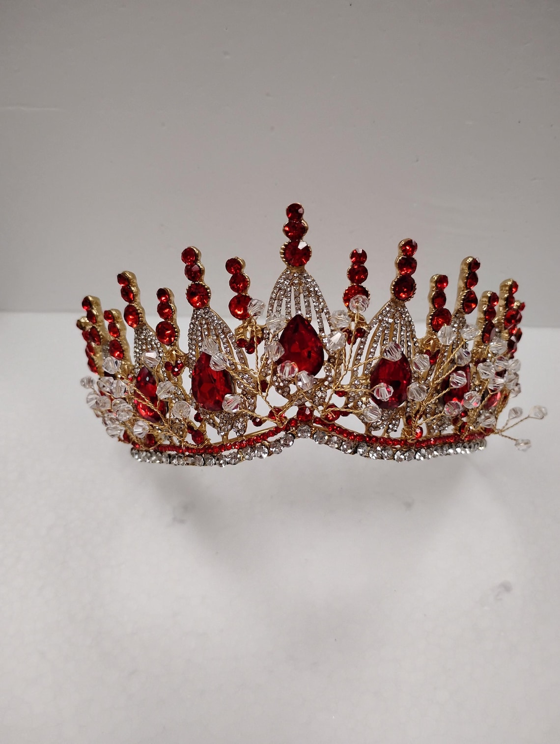 Gold With Red Quinceañera Tiara Crown - Etsy