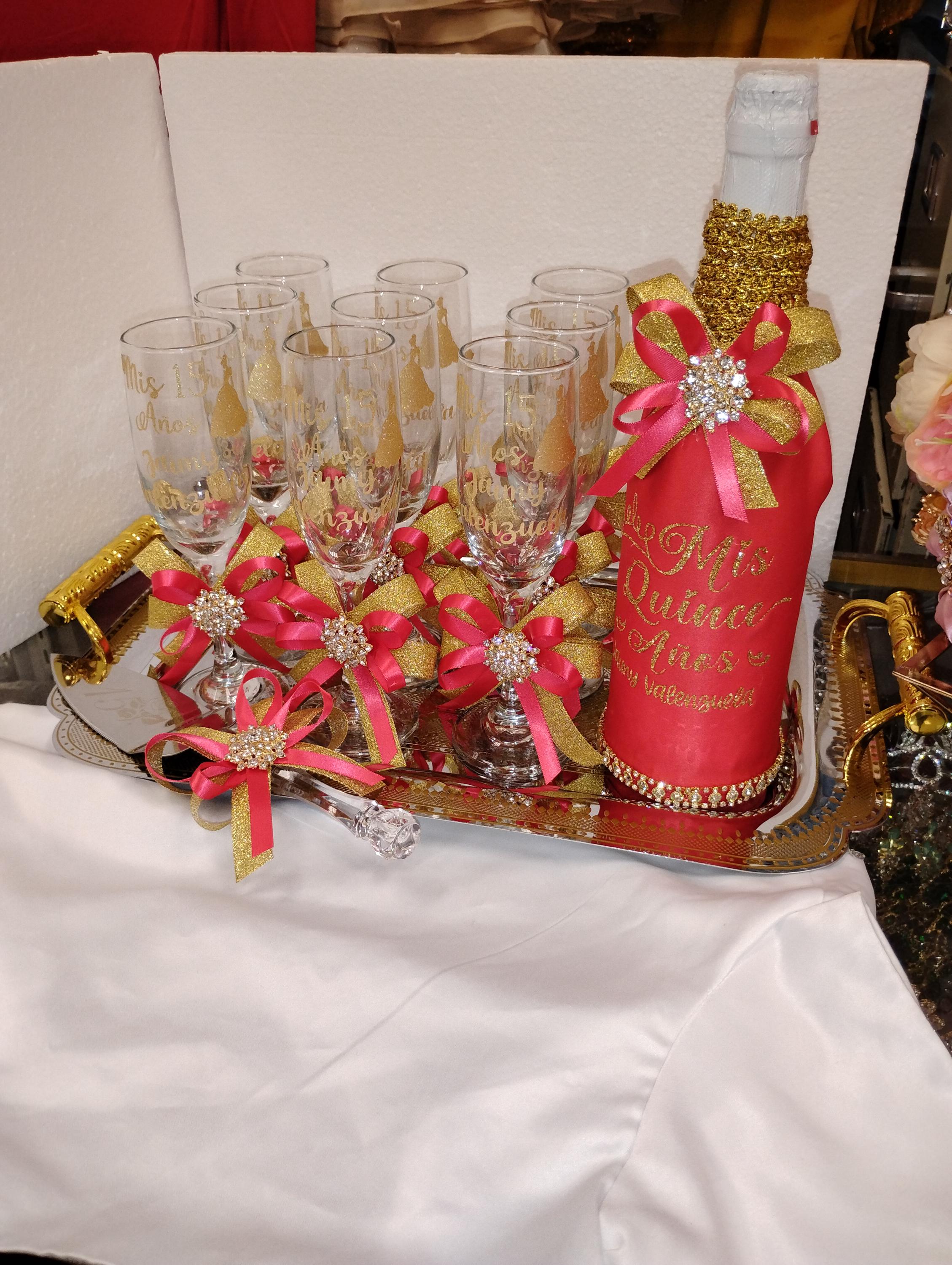 Red With Gold Brindis Cups for Quinceañera - Etsy