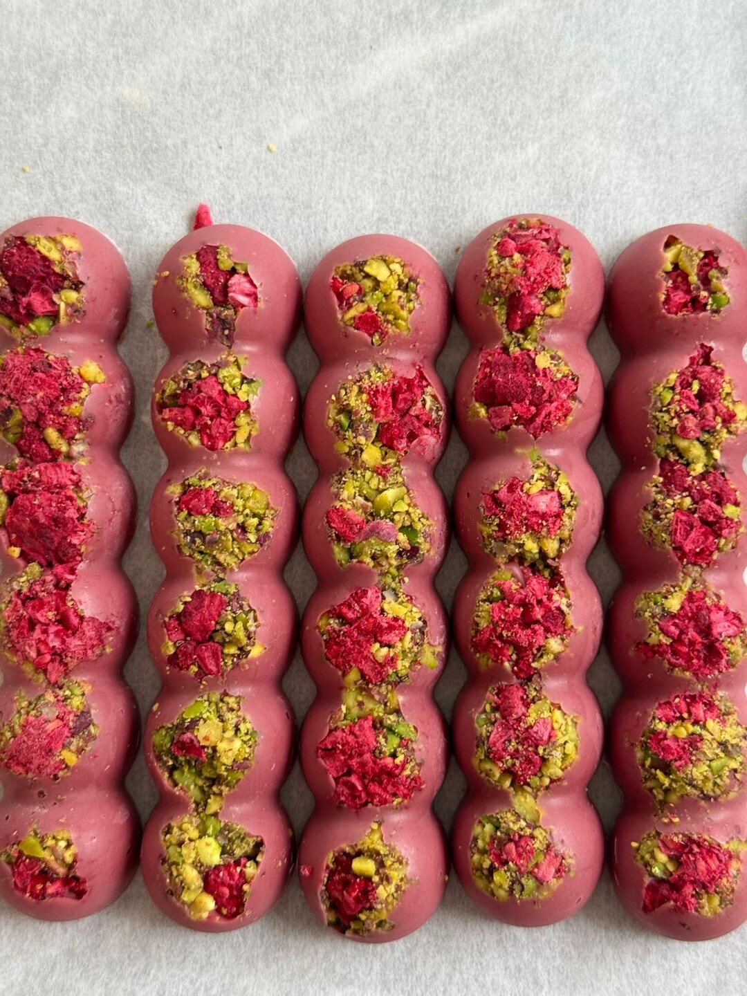Caterpillar Ruby Chocolate With Pistachios, Handmade Ruby Chocolate With Pistachios, Pistachio ...