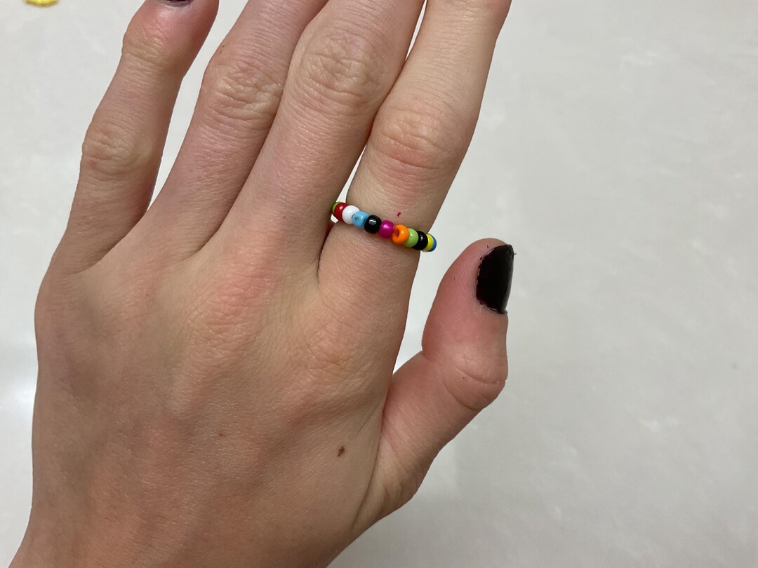 Multi-colored Beaded Ring - Etsy