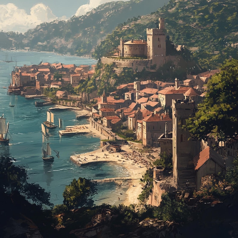 Coastal Medieval Town - Etsy