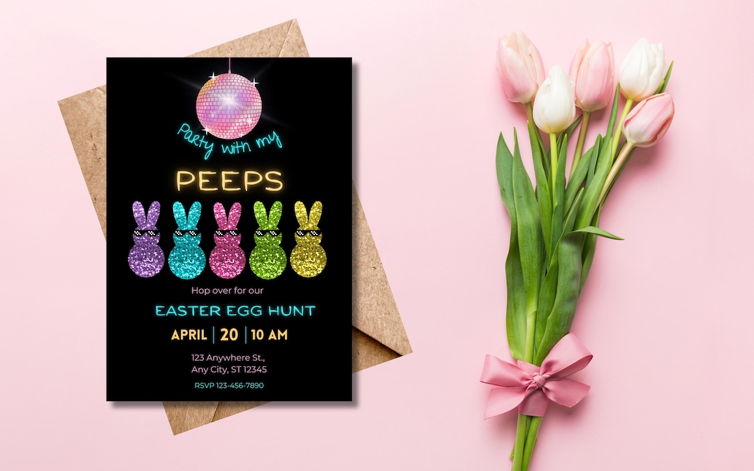 Easter Invitation Party With My Peeps – Editable Canva Template ...