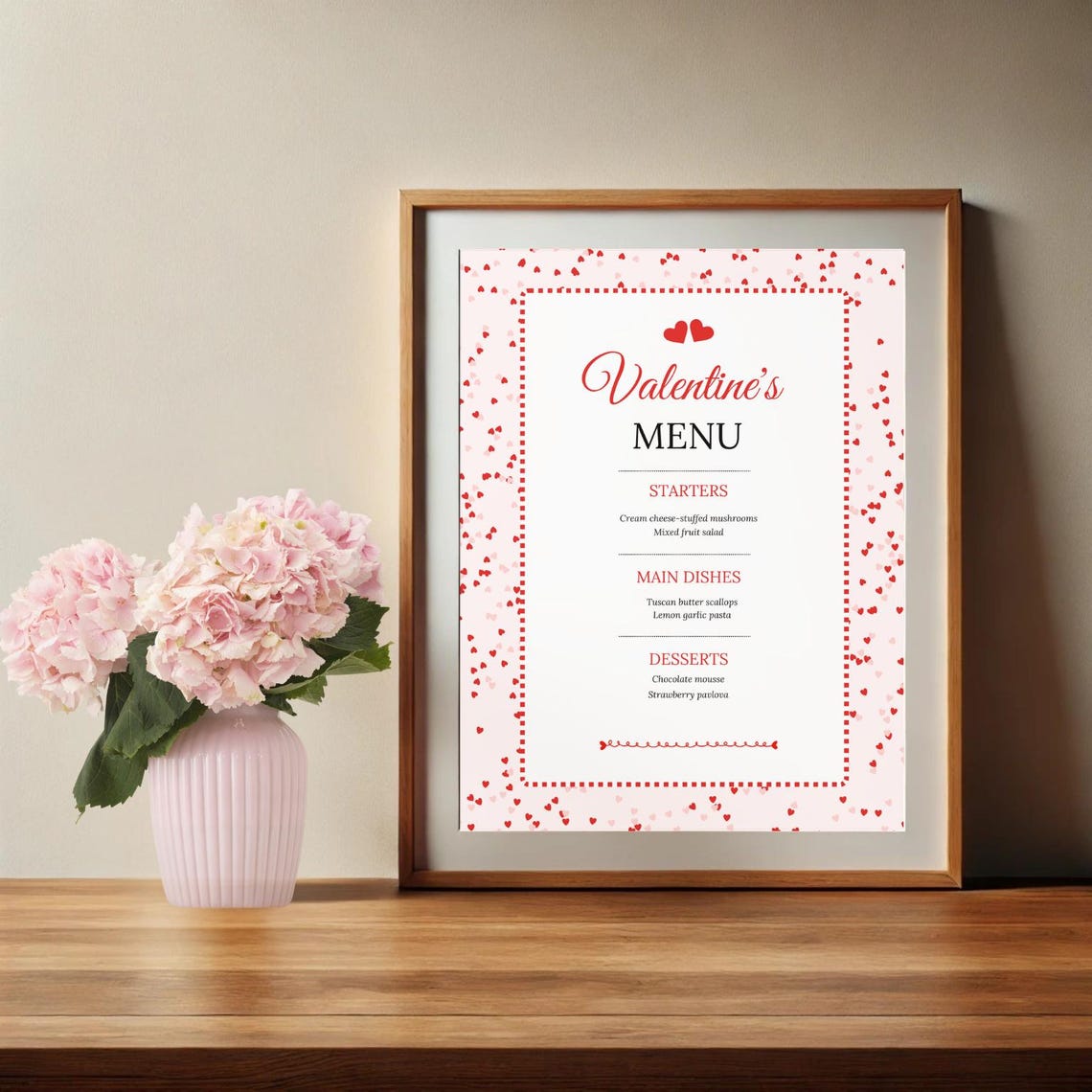 Editable Valentine's Day Menu Template, Printable Romantic Menu Card ...