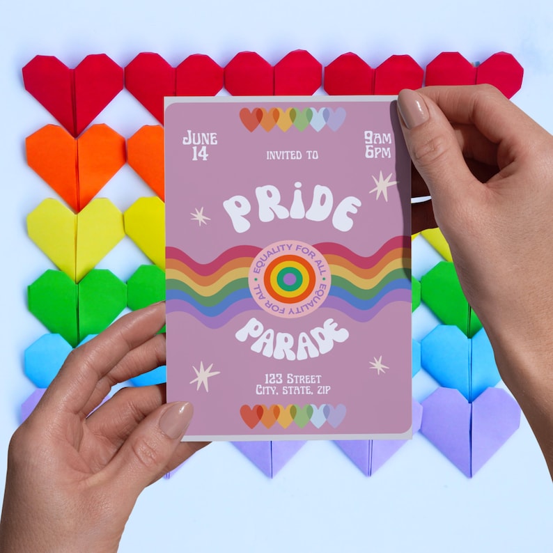 Editable Pride Parade Invitation Template | Rainbow LGBTQ+ Event Flyer ...
