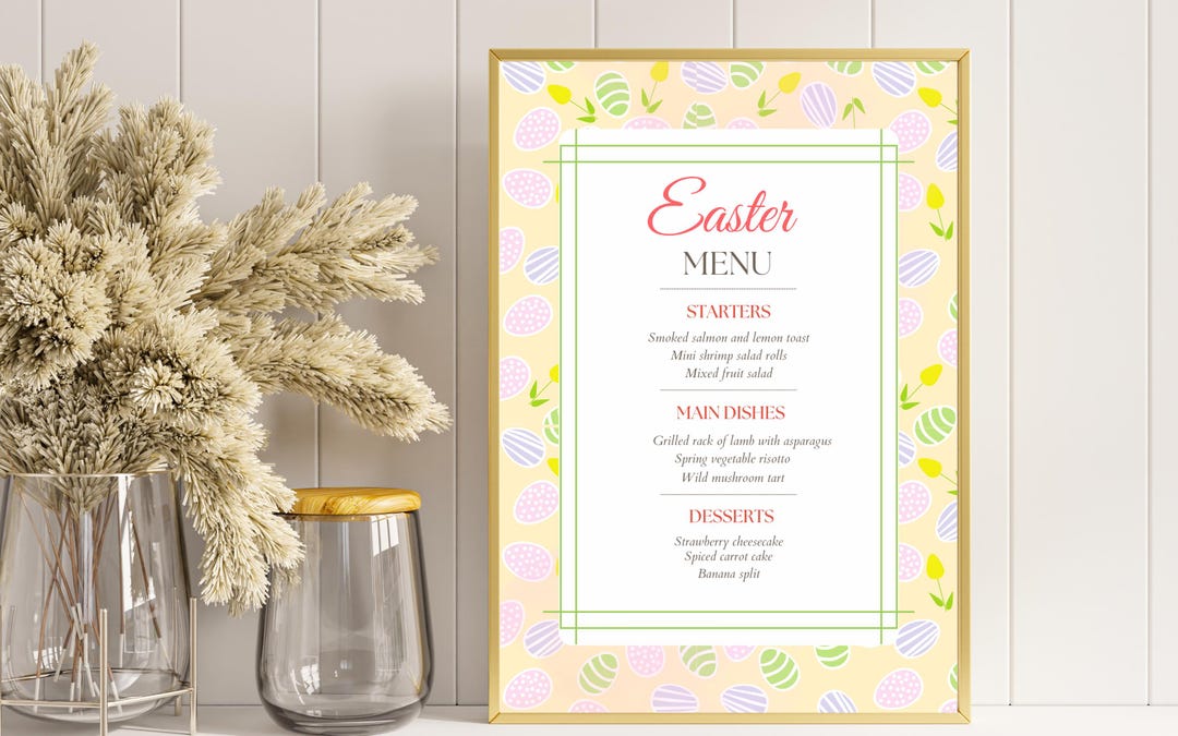 Easter Menu Template, Spring Celebration Menu, Editable Easter Canva ...