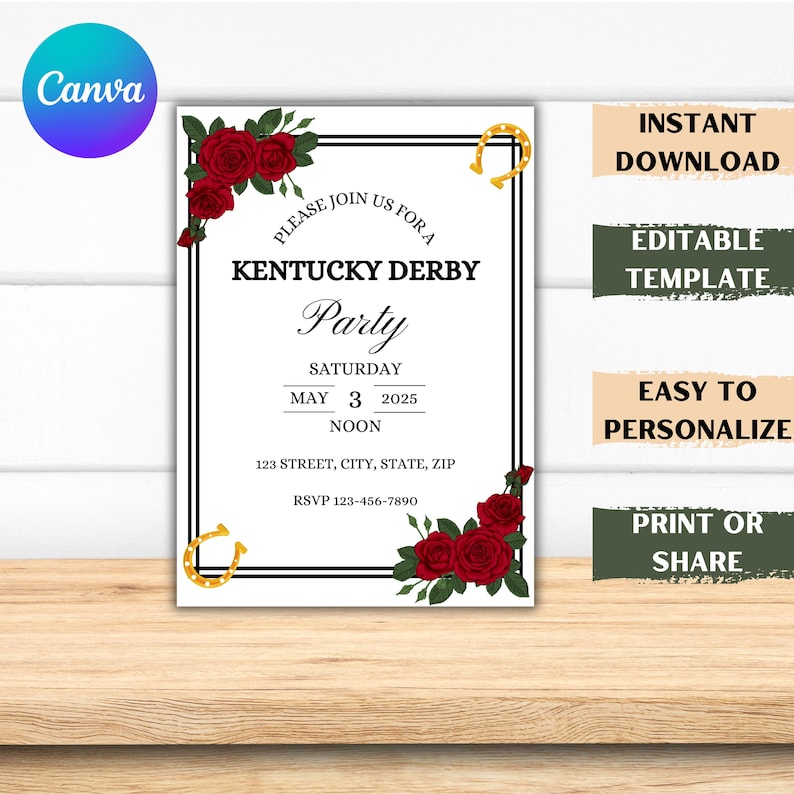 Editable Kentucky Derby Party Invitation Template | Derby Day Printable ...