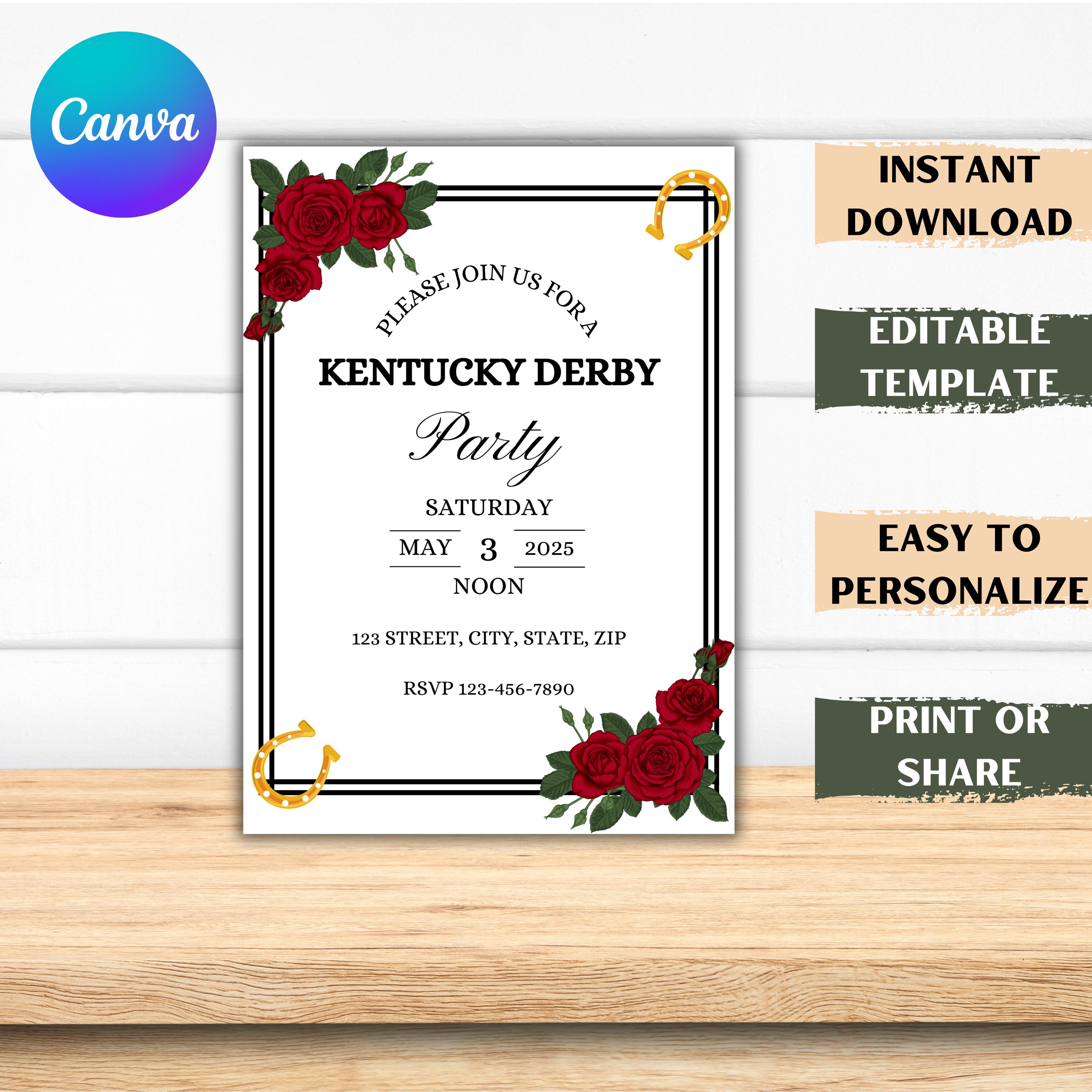 Editable Kentucky Derby Party Invitation Template | Derby Day Printable ...