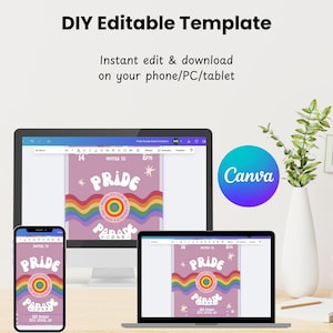 Editable Pride Parade Invitation Template | Rainbow LGBTQ+ Event Flyer ...