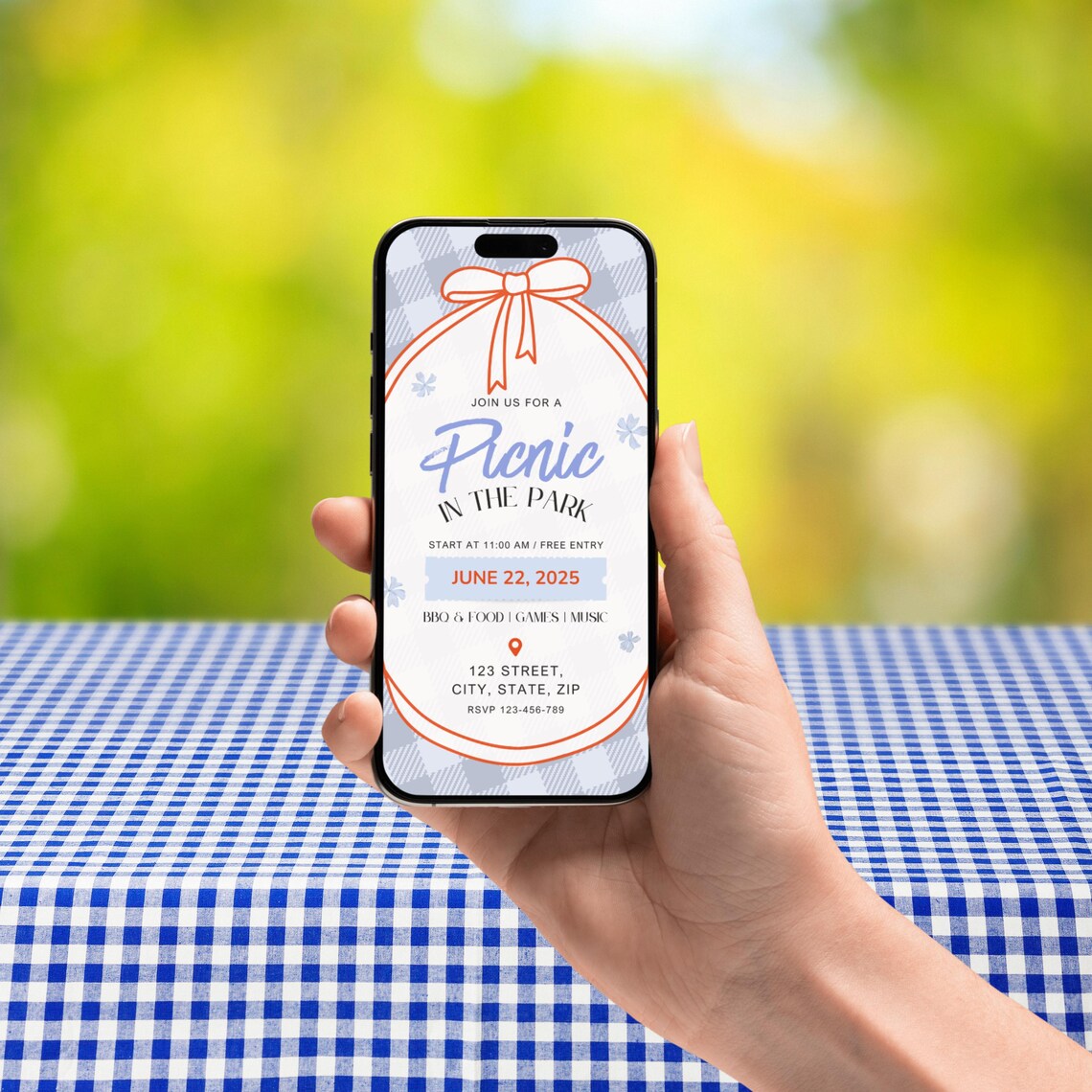Picnic in the Park Invitation Template | Editable Canva BBQ Invite ...