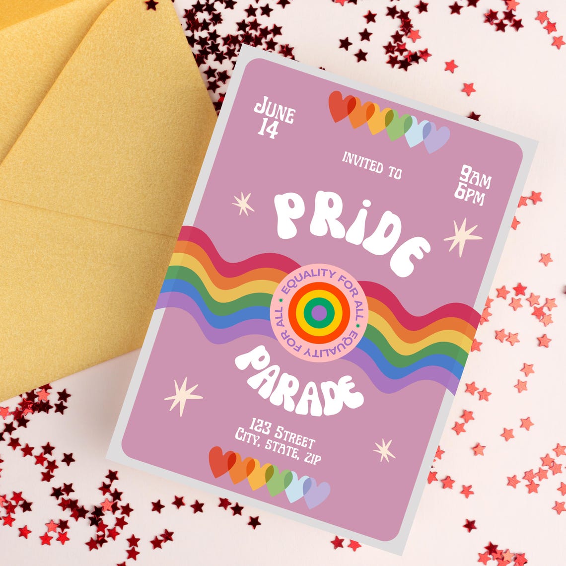 Editable Pride Parade Invitation Template | Rainbow LGBTQ+ Event Flyer ...