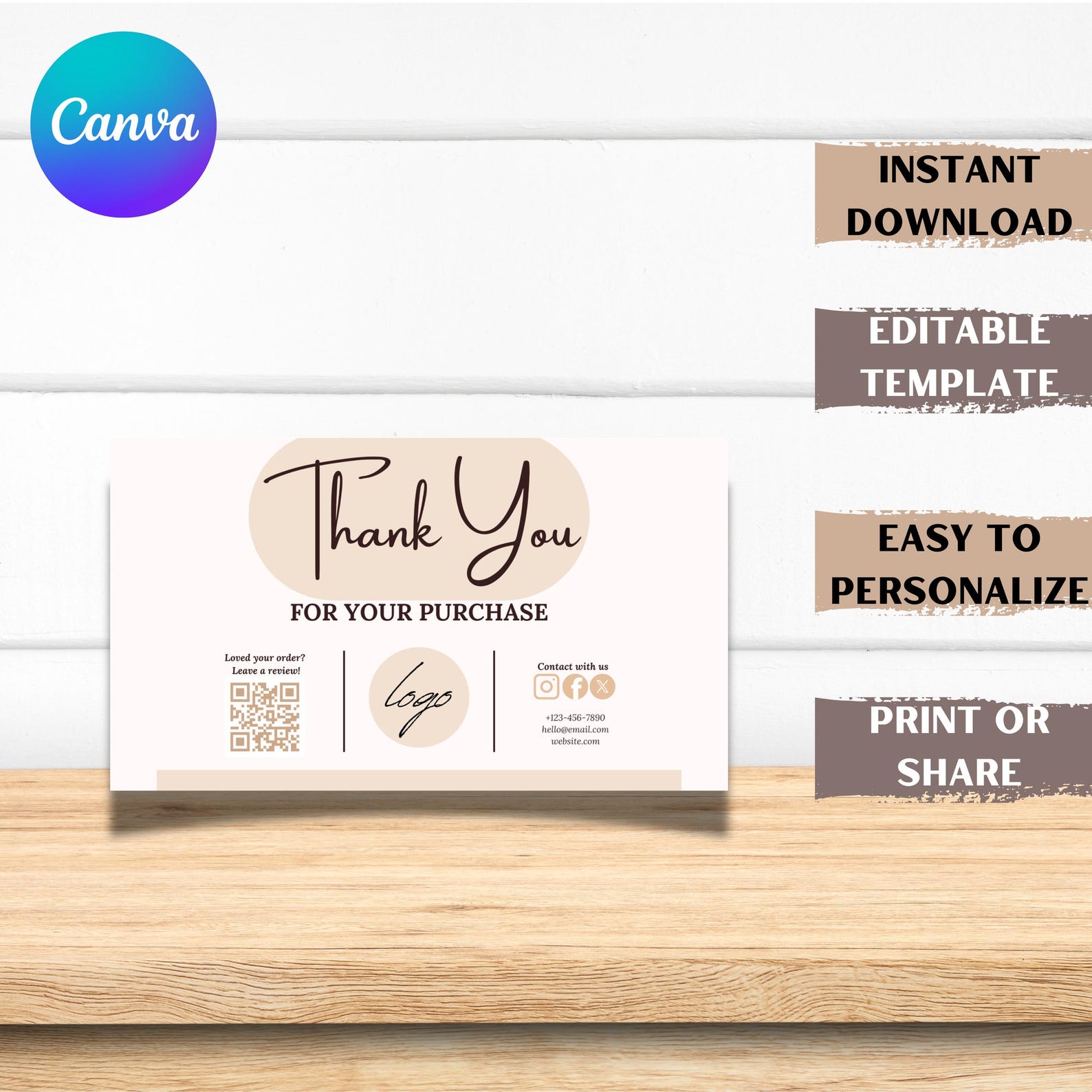 Modern Thank You for Your Order Card | Printable & Editable Canva ...