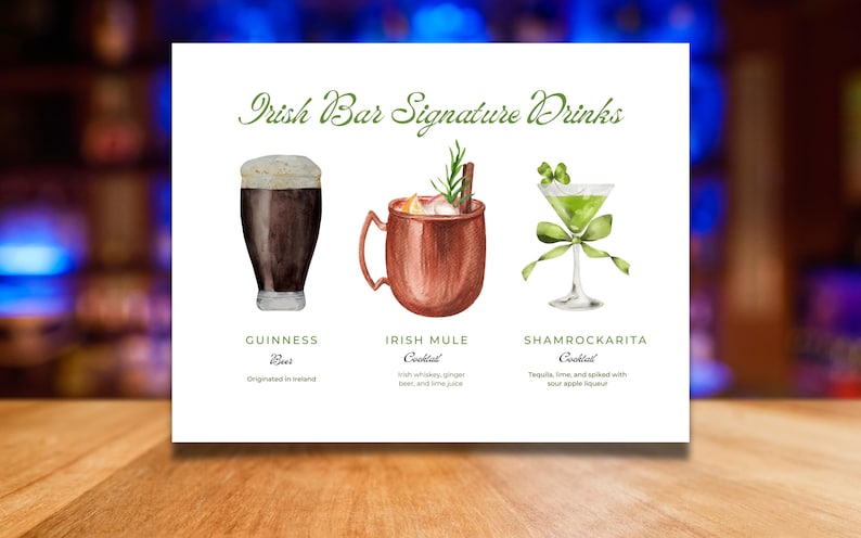 Irish Bar Menu - Editable Canva Template, Customizable Pub Menu ...