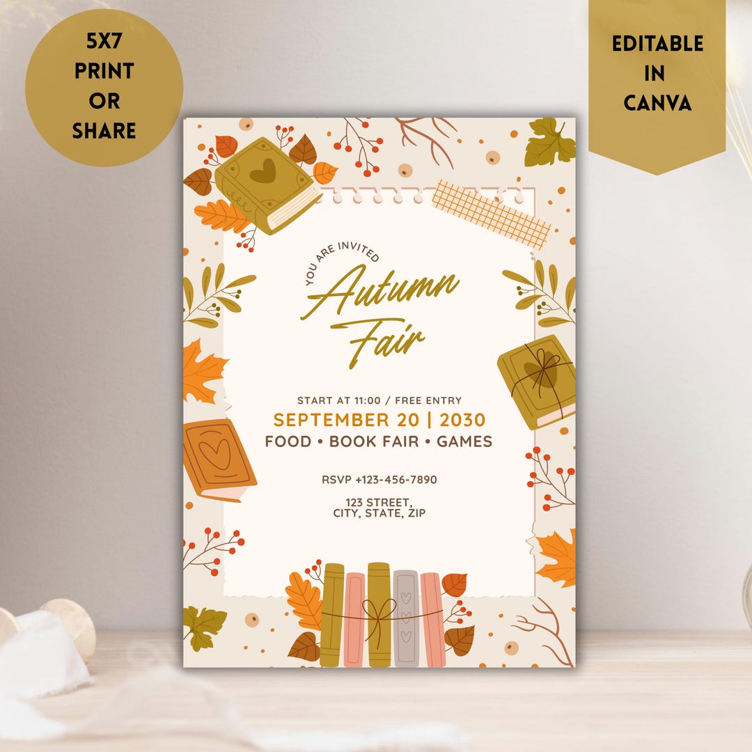 Editable Autumn Fair Invitation Template – Fall Festival Flyer ...
